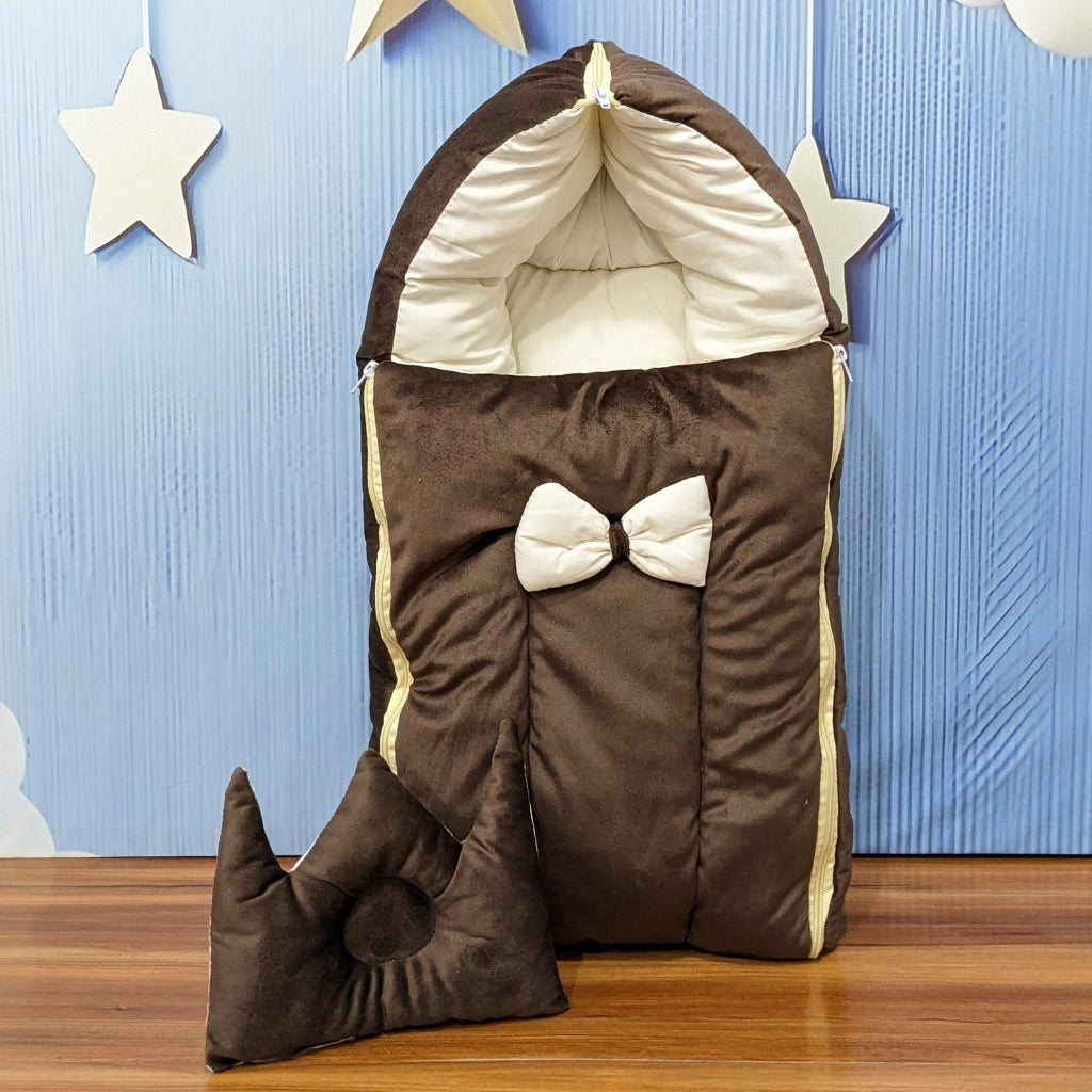 Velvet Baby Carry Nest - Dark Brown – Little Family