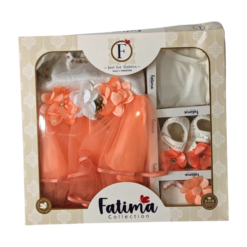 F-1435 Premium Baby Frock Set – Elegant 5-Piece Outfit – Little Family