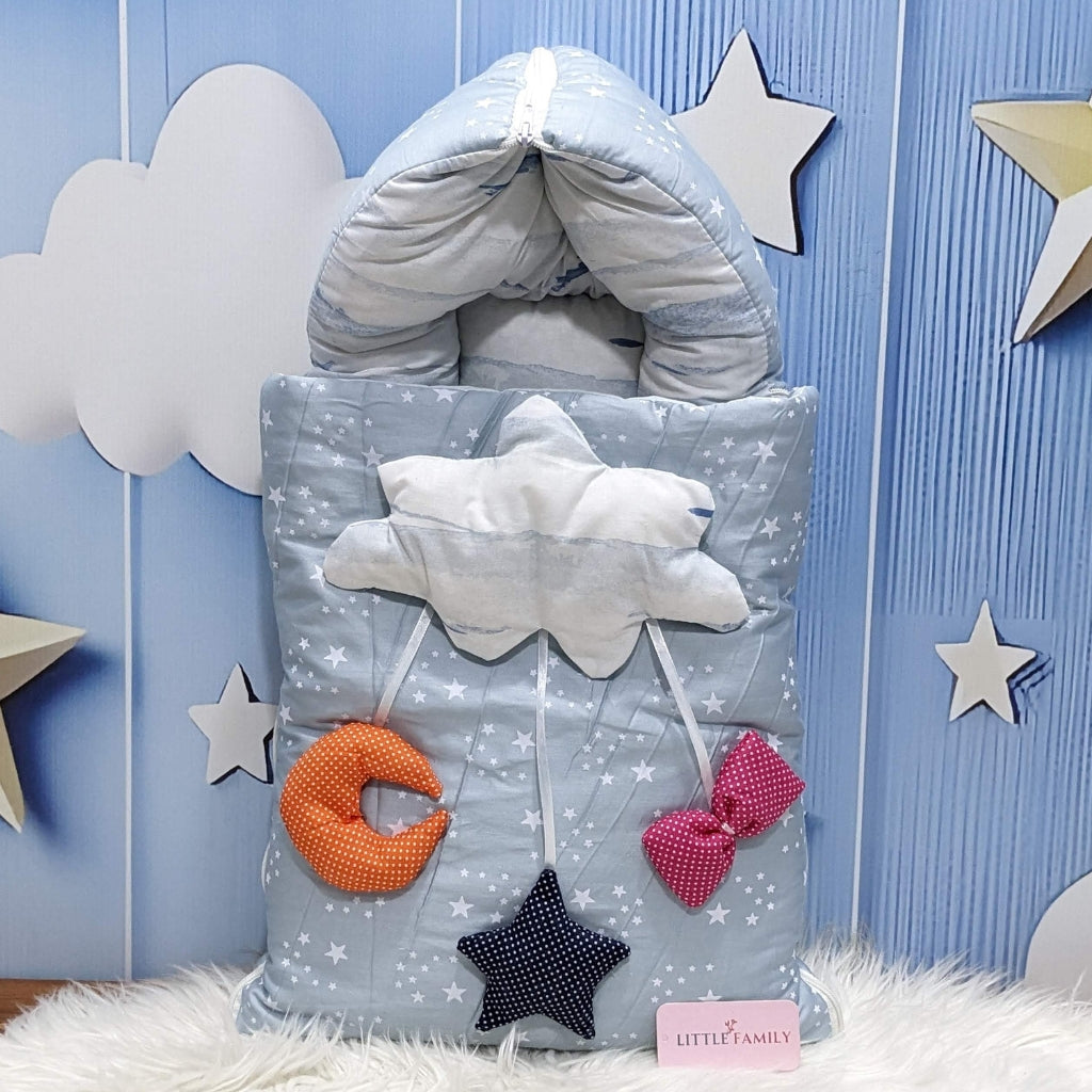 Starry Dreams Baby Carry Nest – Ice Blue – Little Family